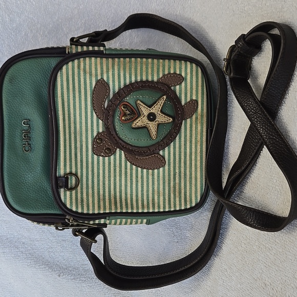 Chala | Bags | Chala Teal And Beige Turtle Crossbody Bag | Poshmark